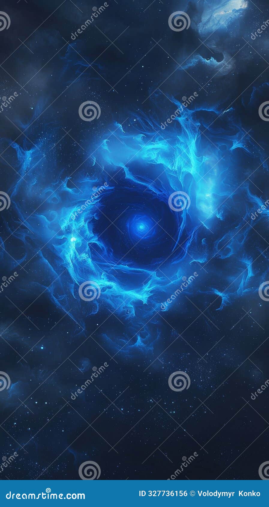 Blue Cosmic Vortex in Outer Space, Glowing Energy and Stars. Sci-fi ...