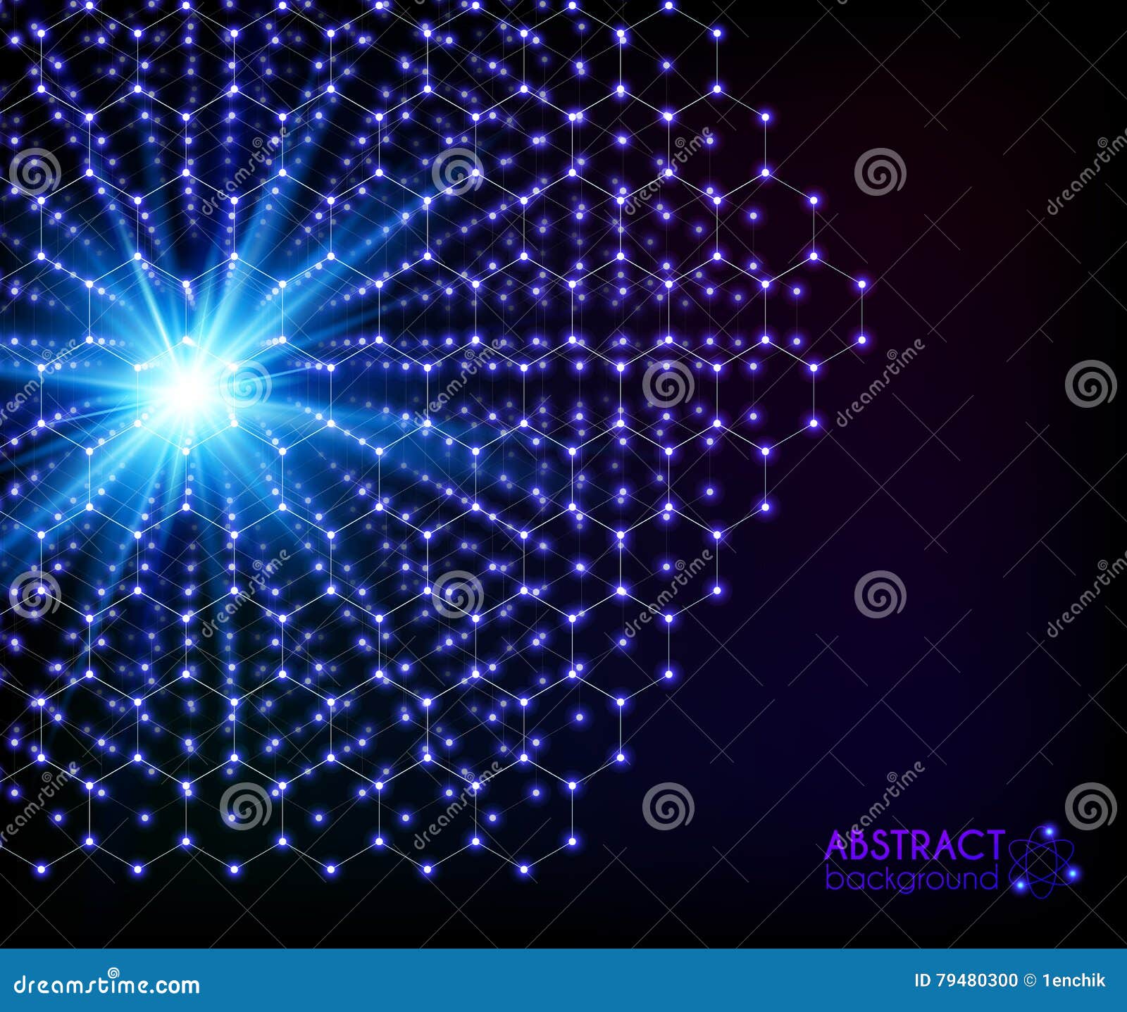 Blue Cosmical Shining Molecular Hexagonal Vector Grid Stock Vector ...