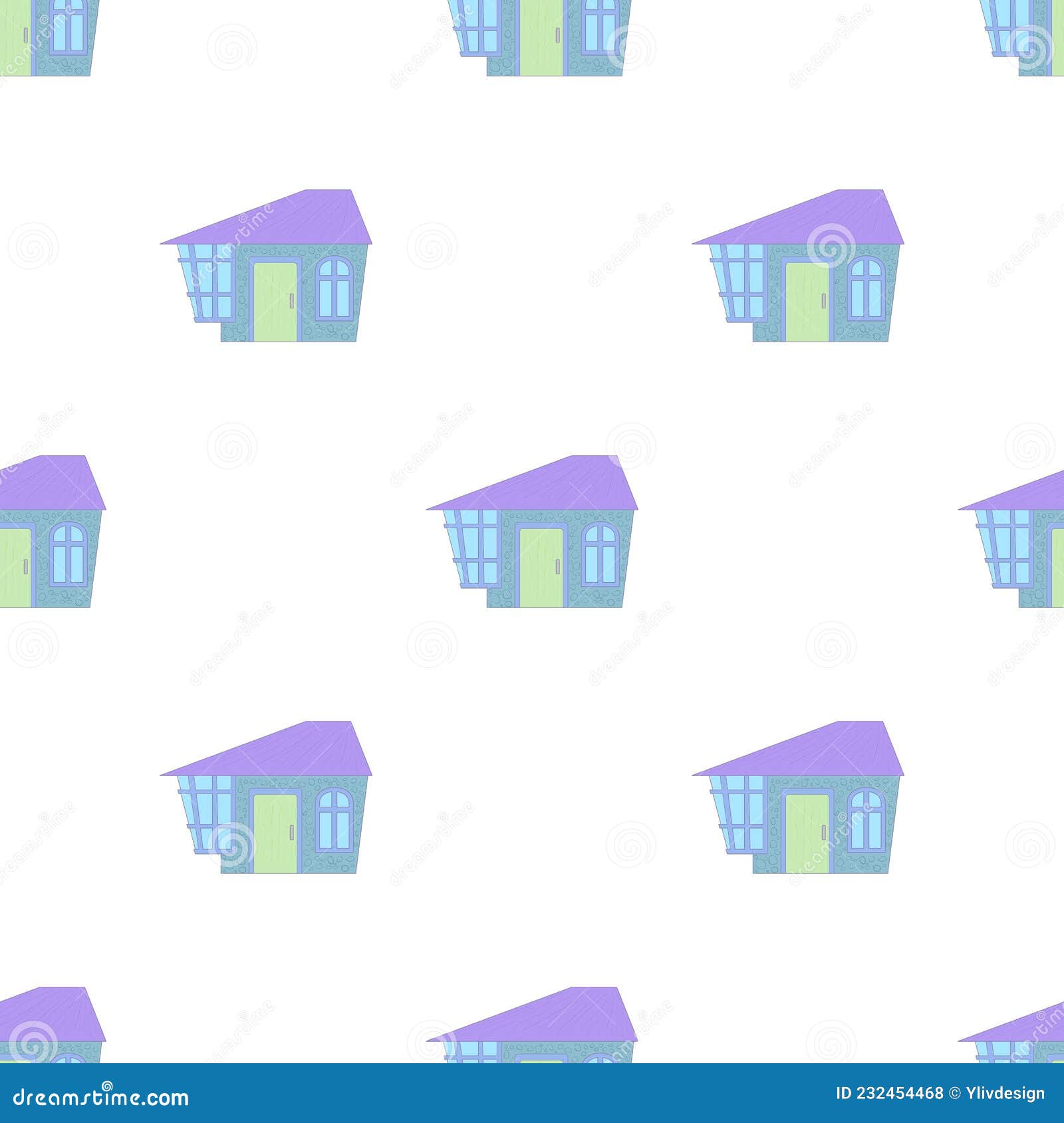 Blue Cottage Pattern Seamless Vector Stock Vector - Illustration of ...