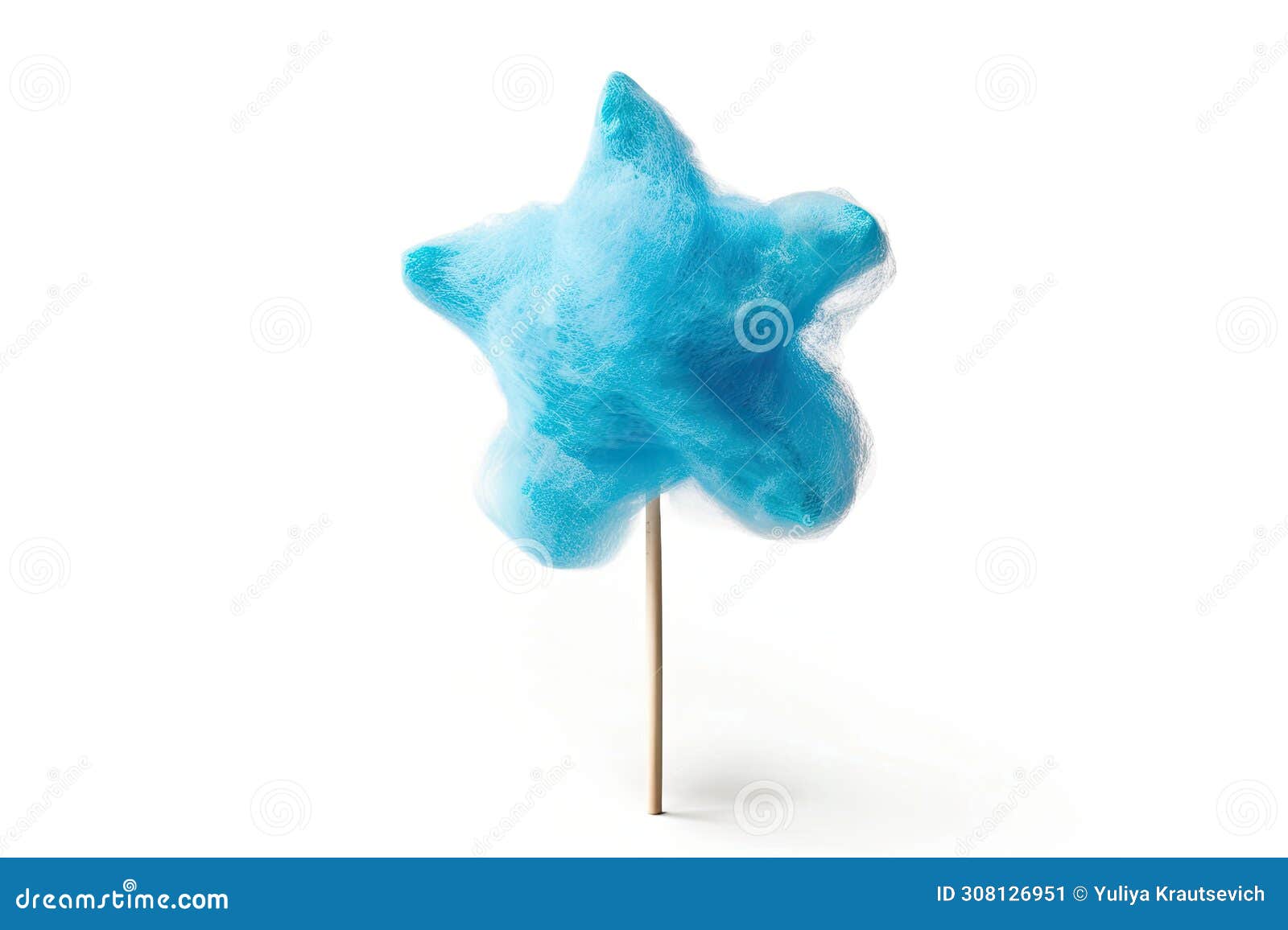 Blue Cotton Candy on Stick in Shape of Star Isolated on White ...