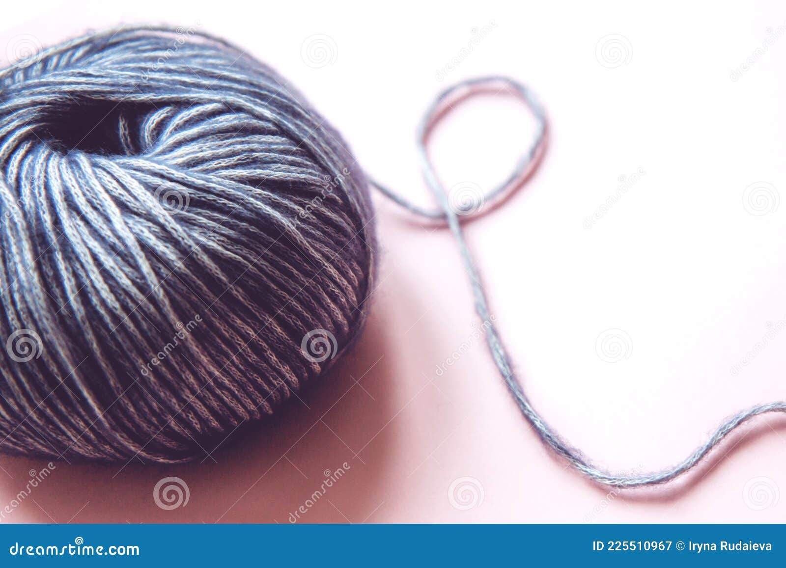 Blue Cotton Thread Ball Isolated on White Background. Tangle and Thread ...