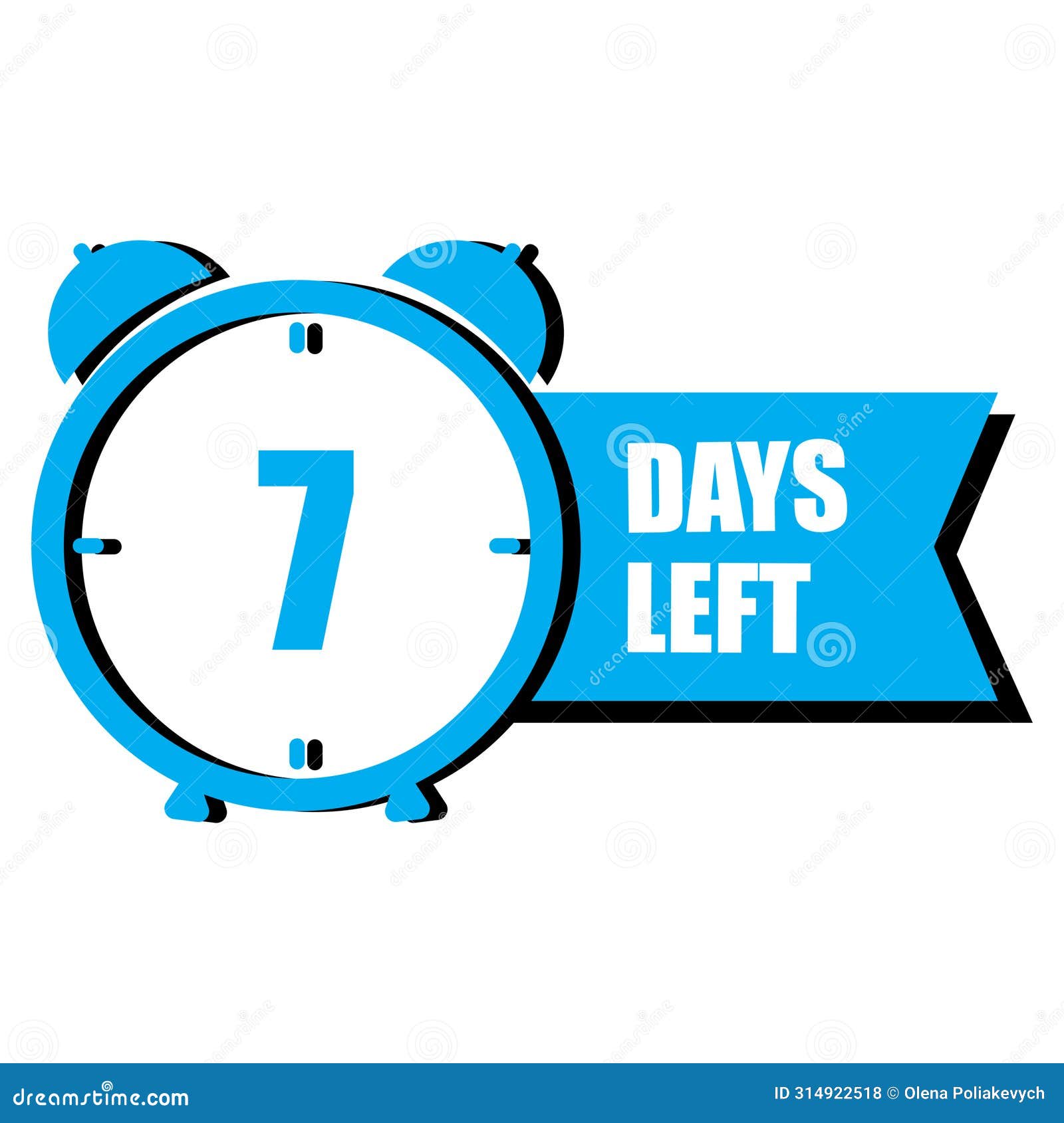 Blue Countdown Alarm Clock Showing 7 Days Left. Time-sensitive Reminder ...