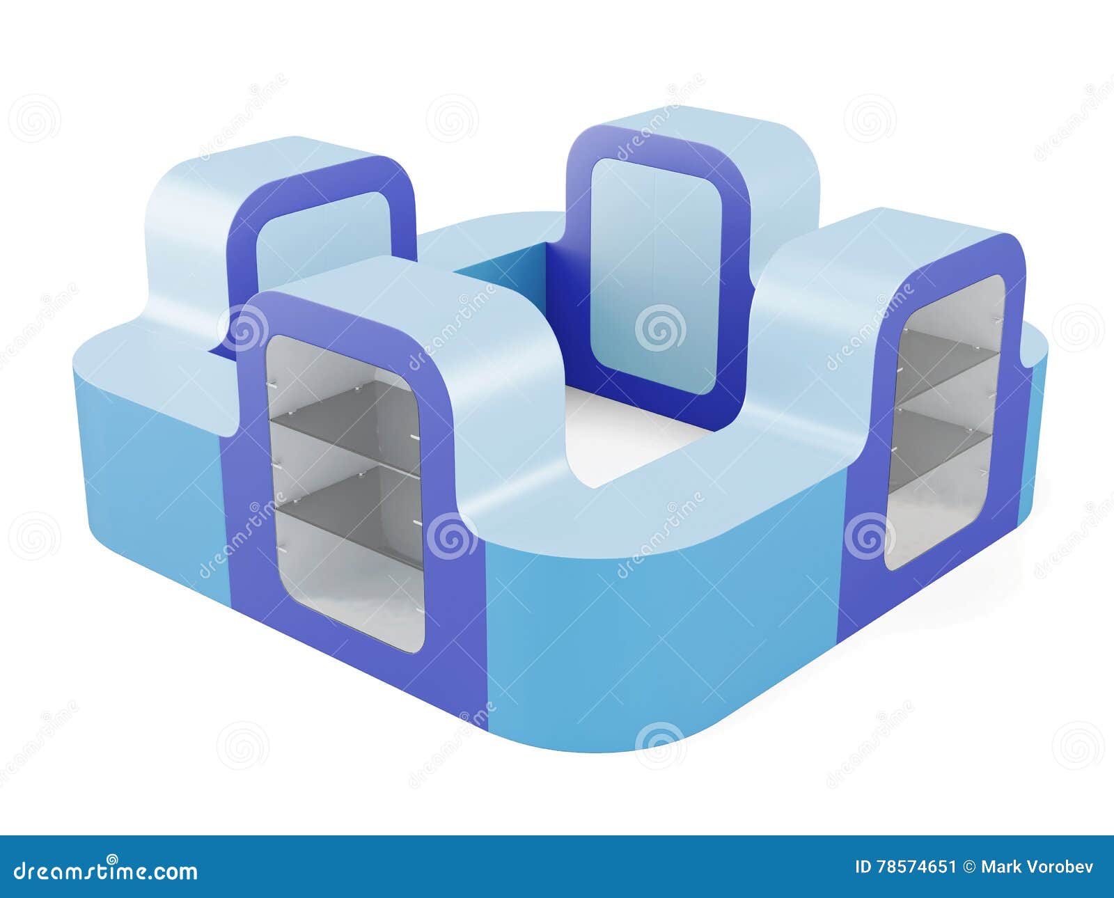 Blue Counter on White Background. 3d Rendering Stock Illustration ...