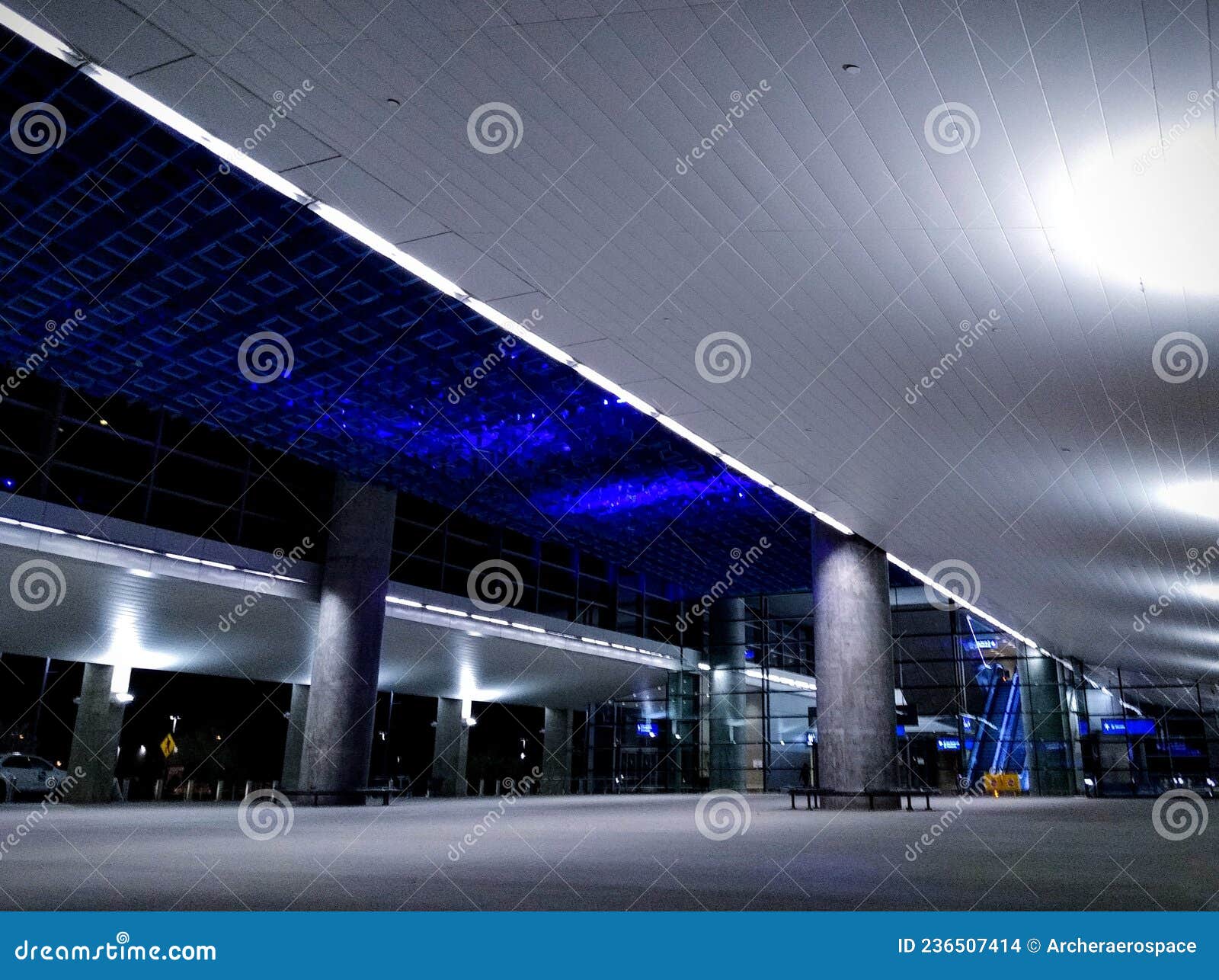 Blue Covered Pathways stock photo. Image of auditorium - 236507414