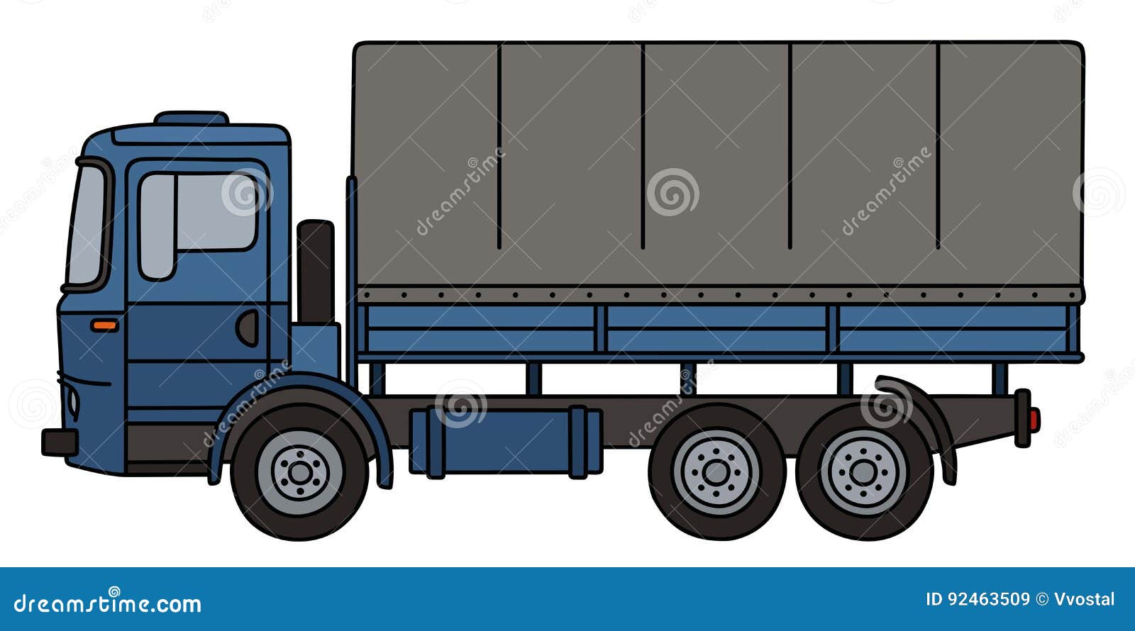 Blue covered truck stock vector. Illustration of covered - 92463509