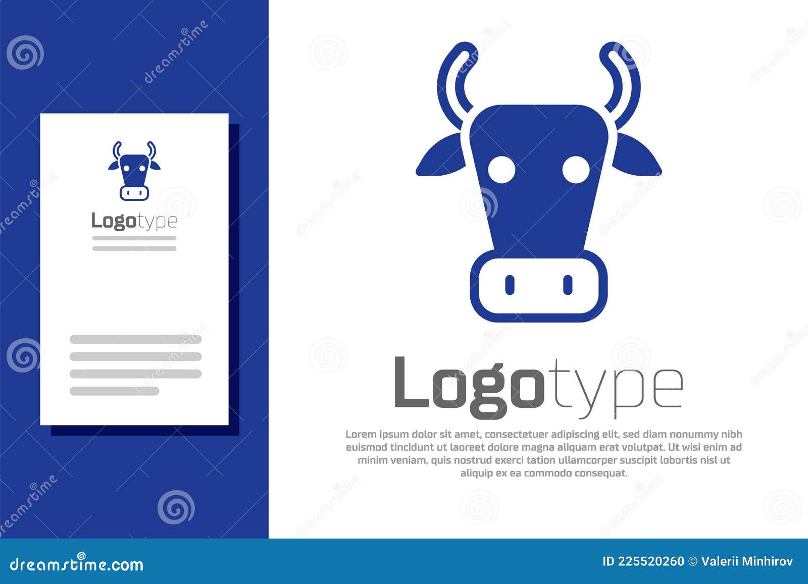 Blue Cow Icon Isolated on White Background. Logo Design Template ...