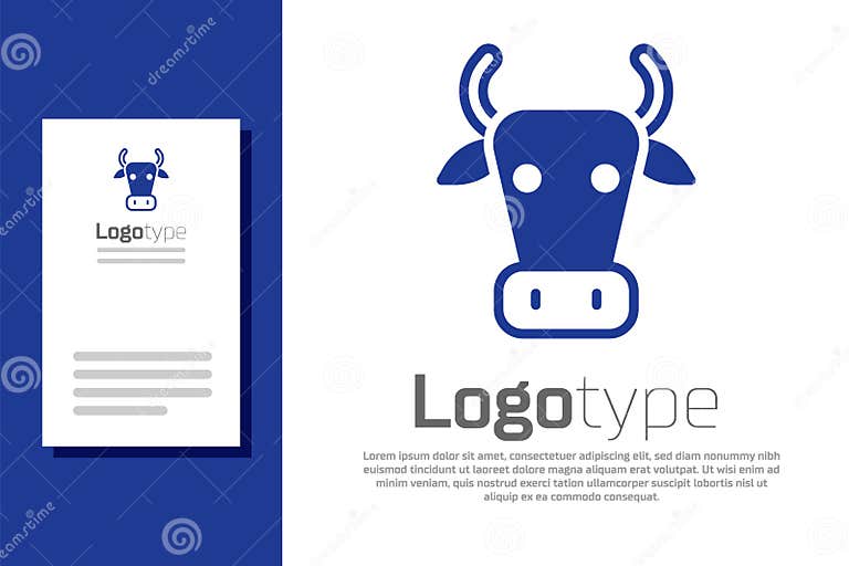 Blue Cow Icon Isolated on White Background. Logo Design Template ...