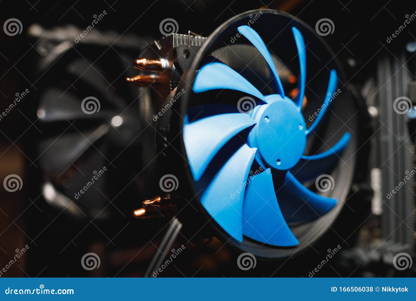 Blue Cpu Cooler Inside PC Case Stock Photo - Image of hardware, inside ...