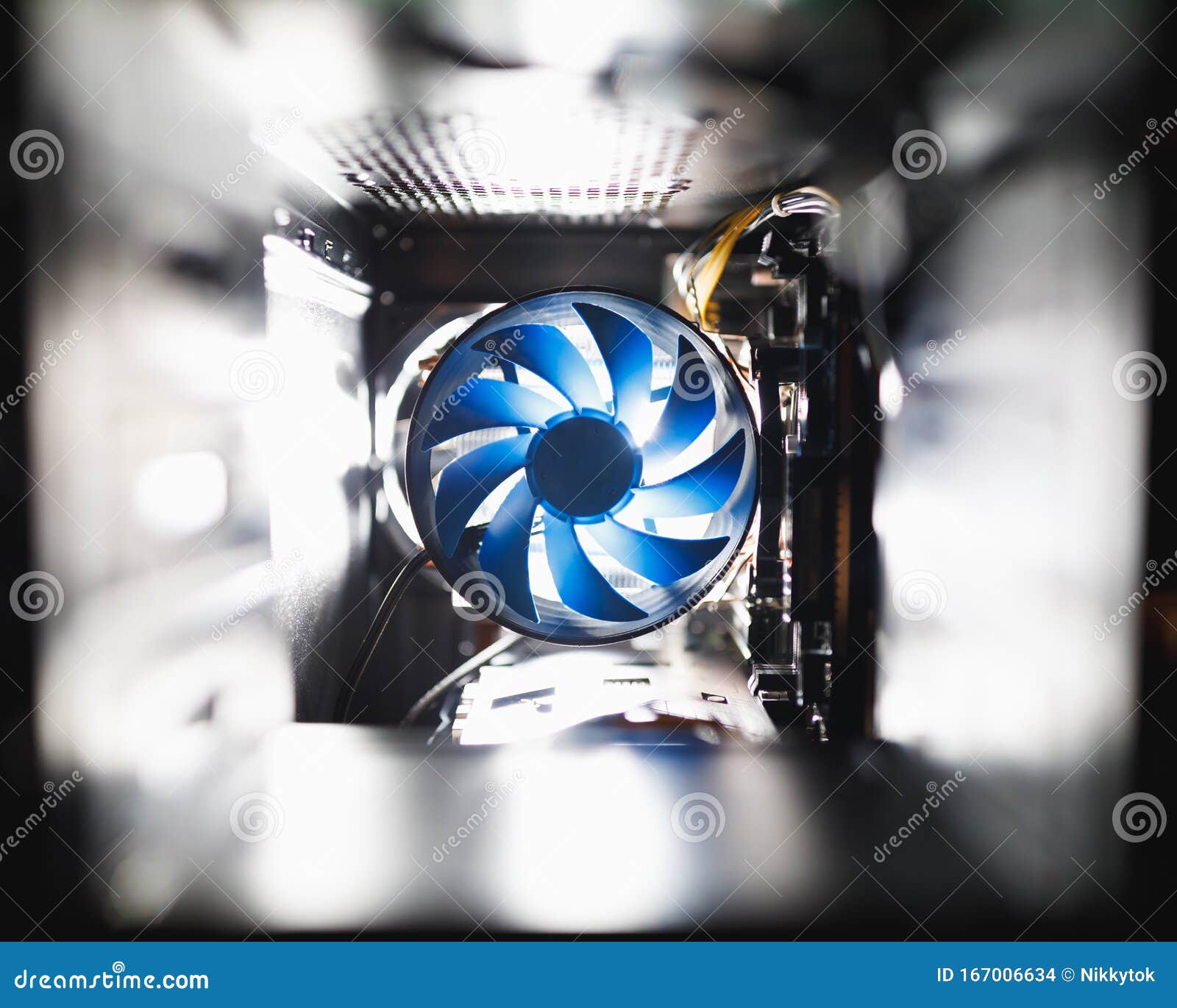 Blue Cpu Cooler Inside PC Case Stock Photo - Image of plastic, abstract ...