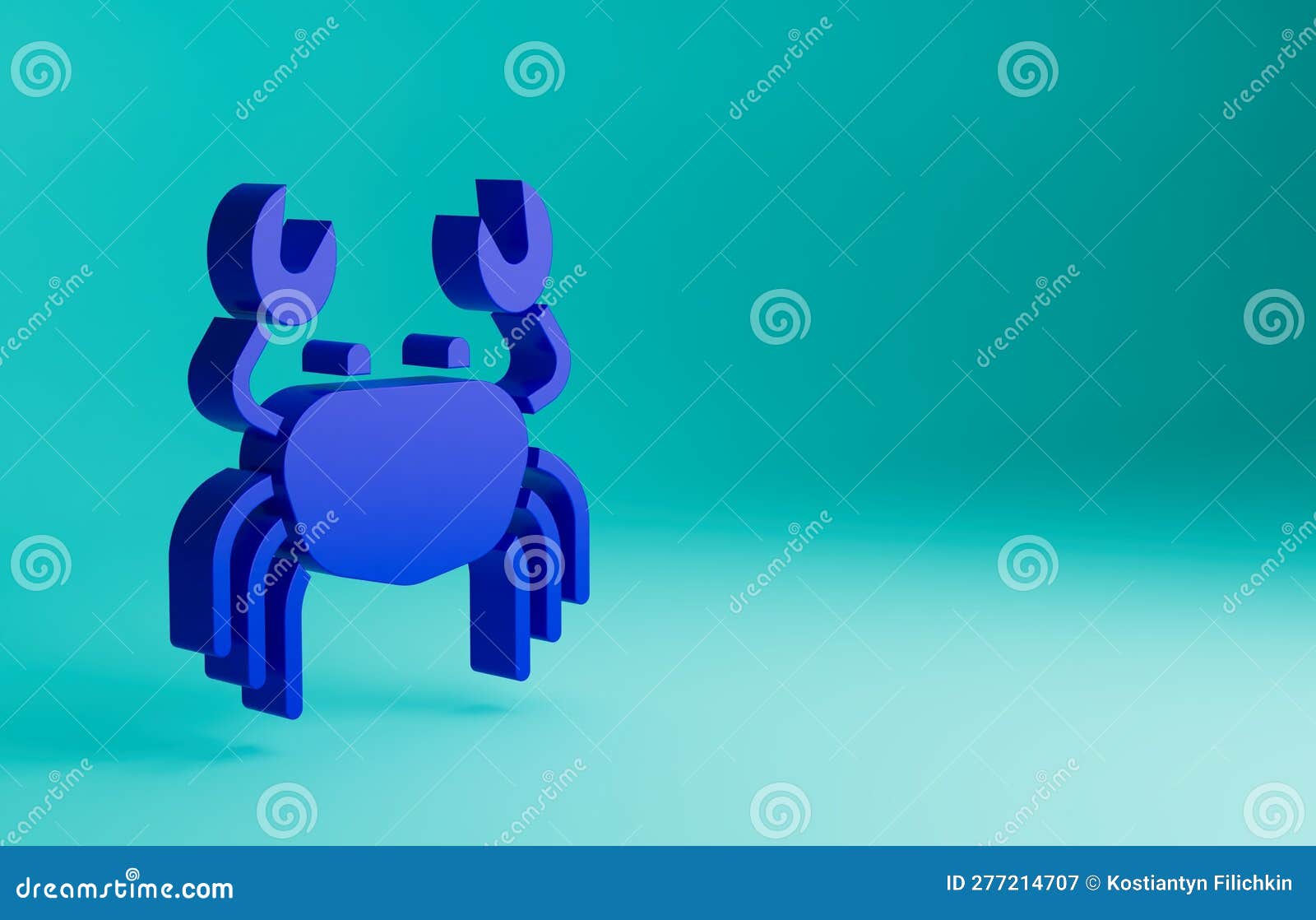 Blue Crab Icon Isolated on Blue Background. Minimalism Concept Stock ...