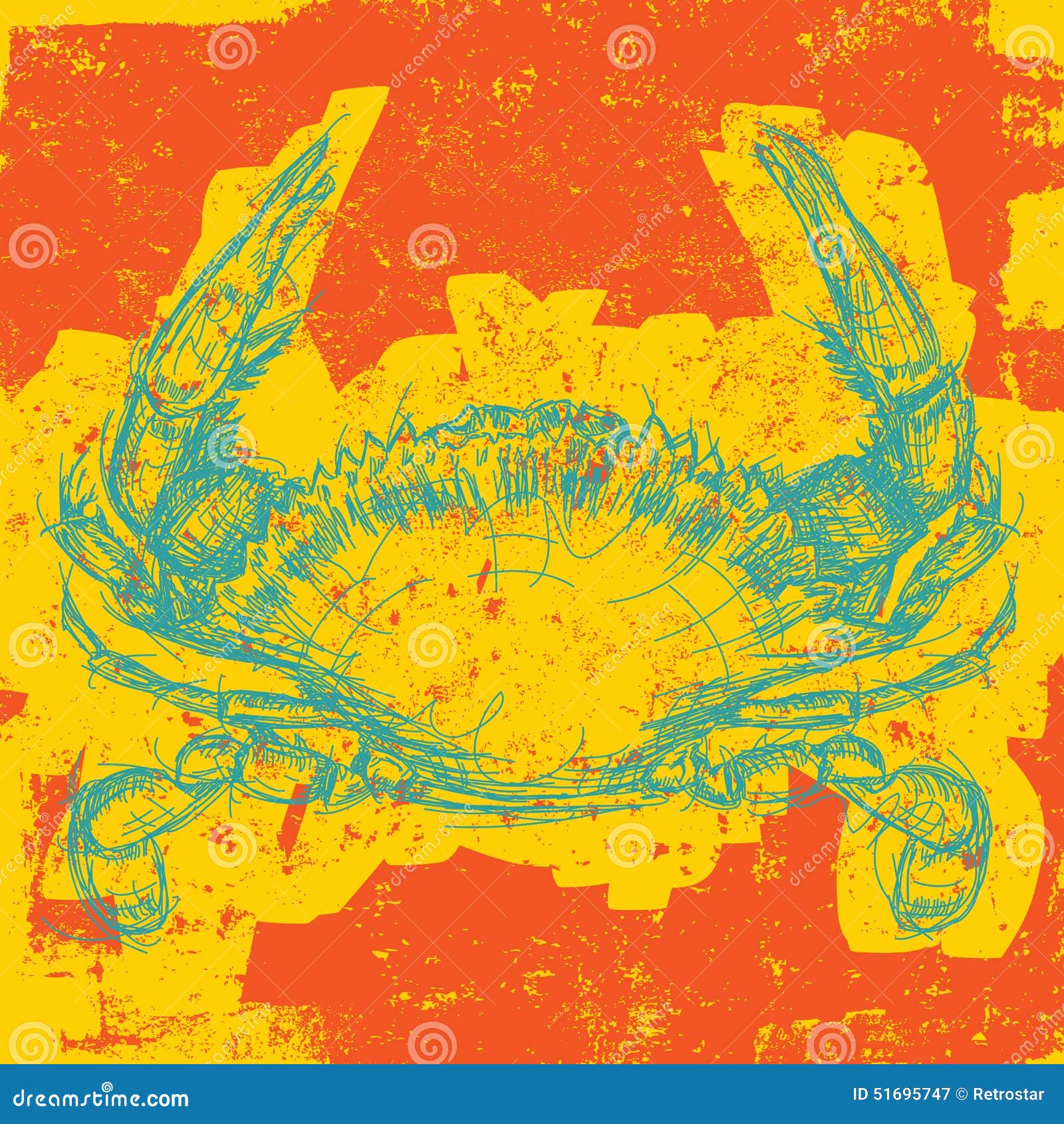 Blue Crab stock vector. Illustration of doodle, cool - 51695747
