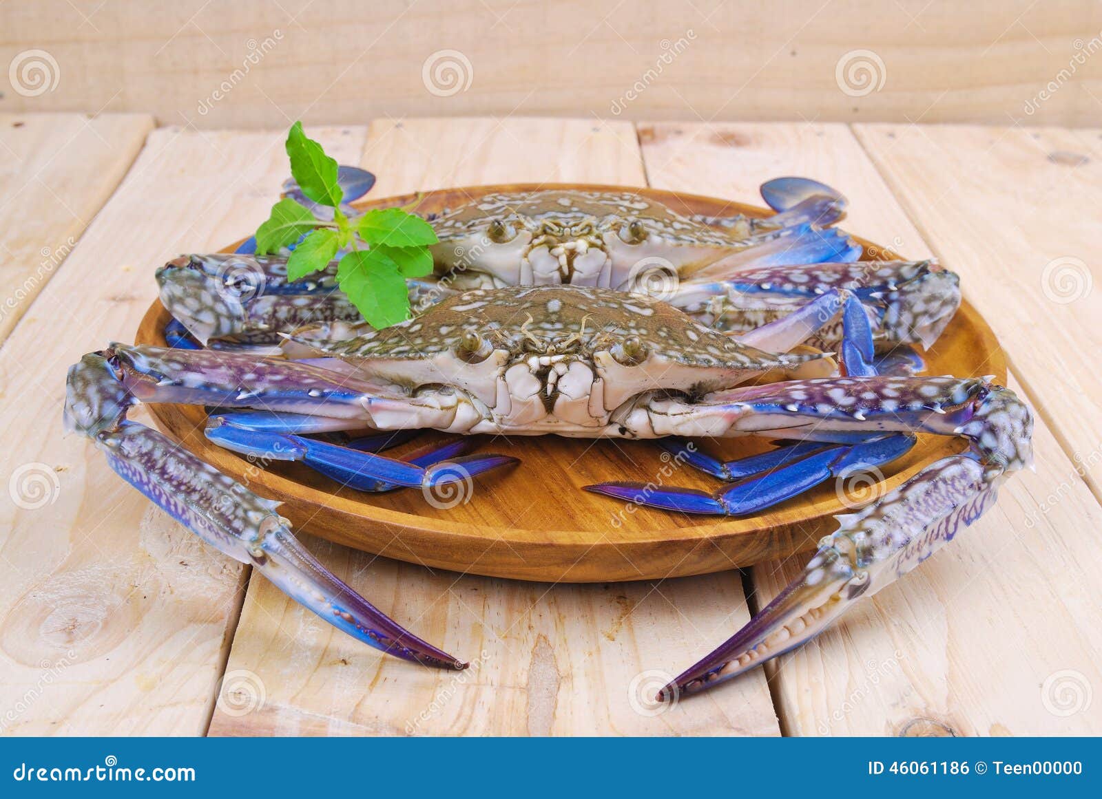 Blue Crab on the Wood Table Stock Photo - Image of delicacy ...