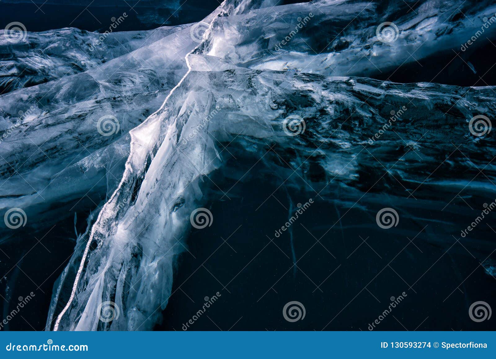 Blue Cracked Surface of the Ice Surface Stock Photo - Image of hoary ...