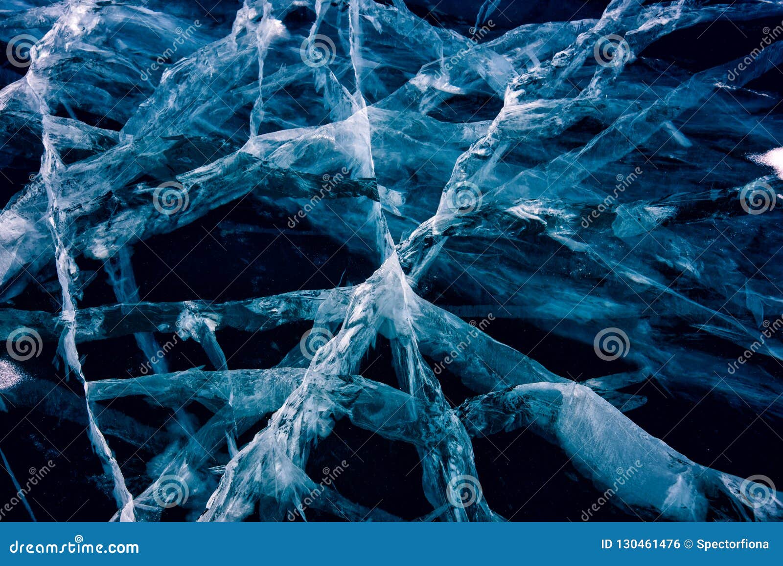 Blue Cracked Surface of the Ice Surface Stock Photo - Image of close ...