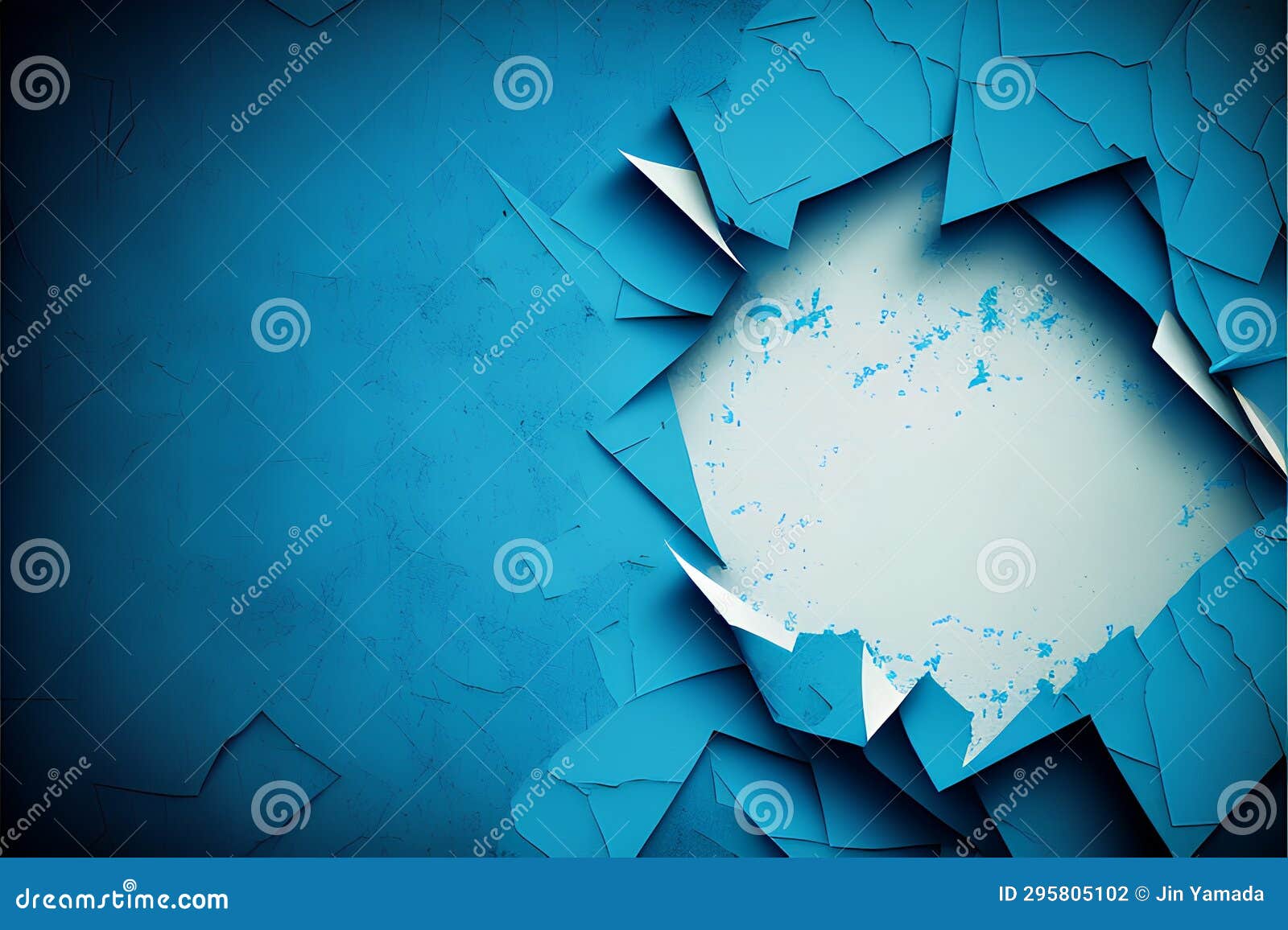 Blue Cracked Wall with Hole. Grunge Background Stock Illustration ...