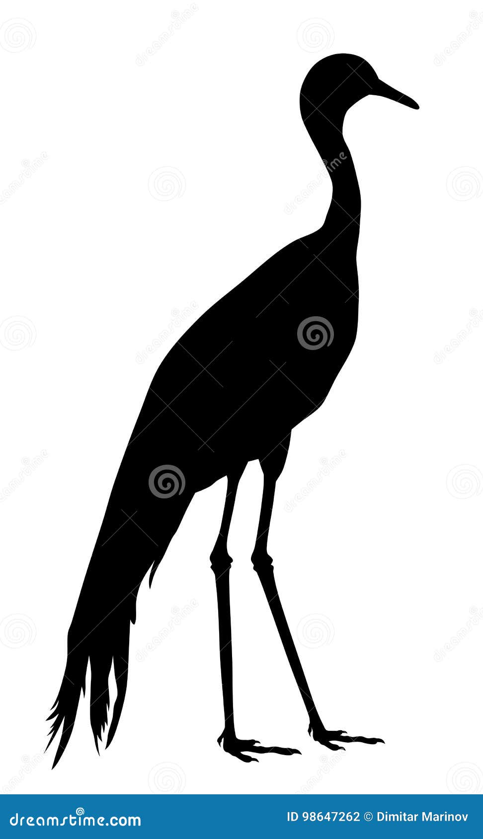 Blue crane stock vector. Illustration of beak, outline - 98647262