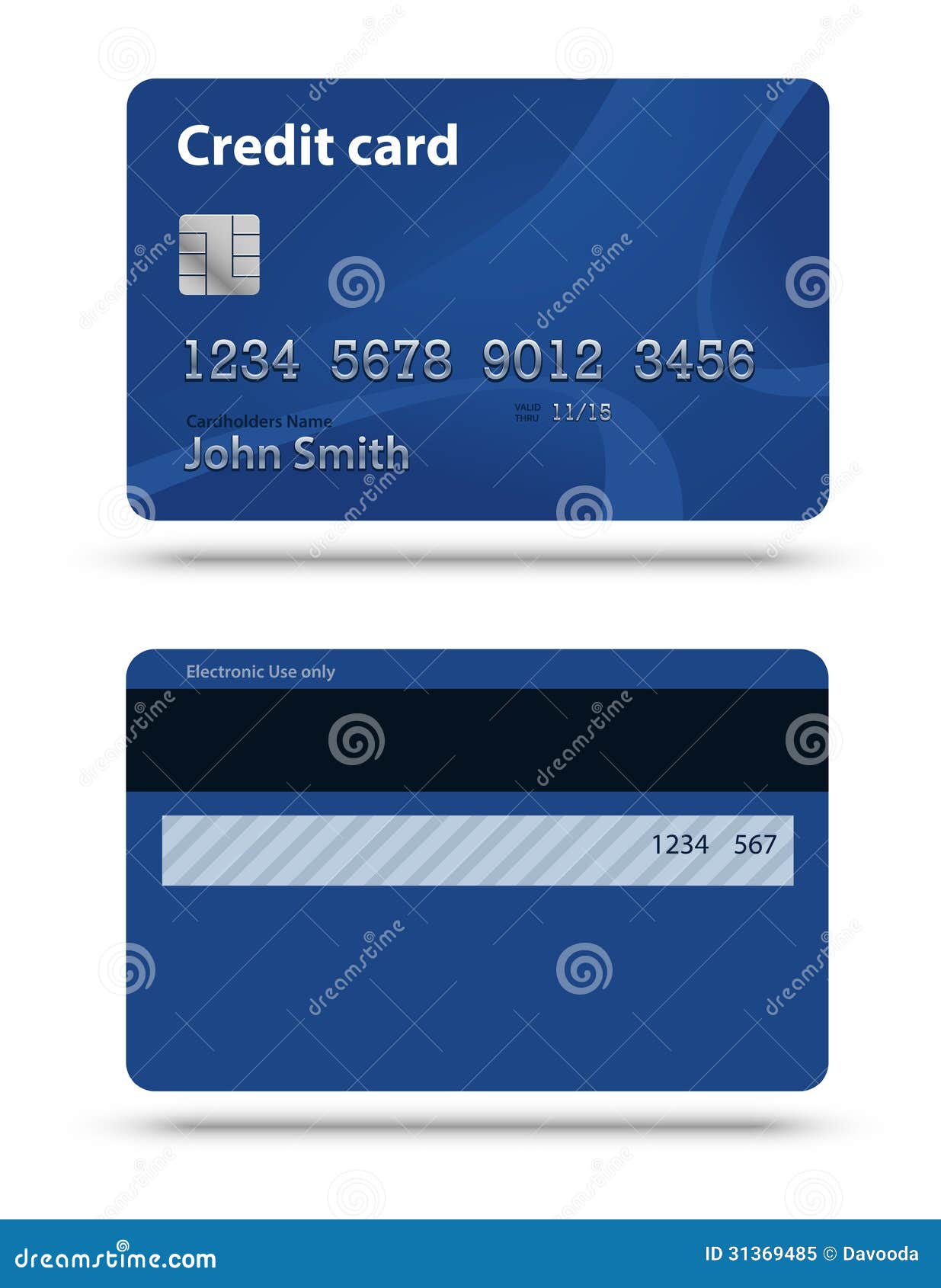 Blue creadit card stock vector. Illustration of number - 31369485