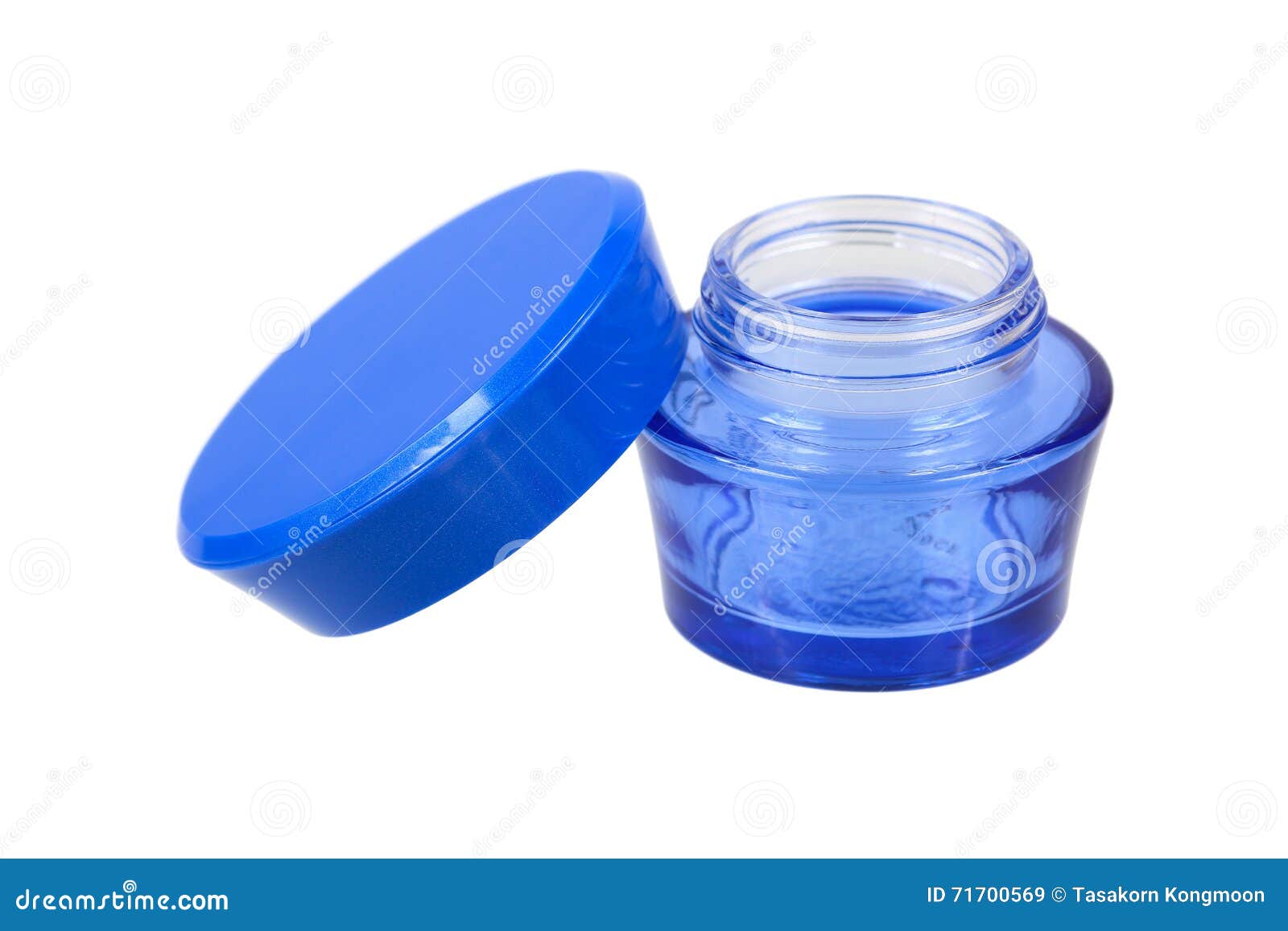 Blue Cream Container with Lid Isolated on White Stock Image - Image of ...