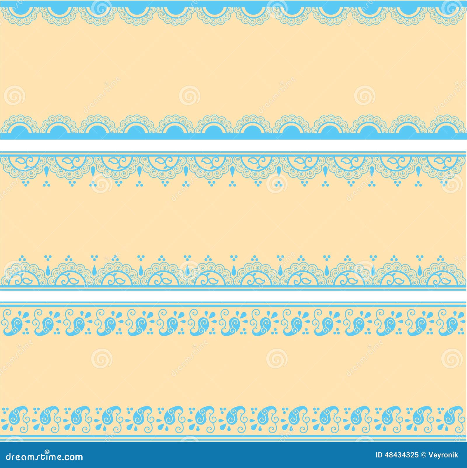 Blue and Cream Oriental Henna Banners Stock Illustration - Illustration ...