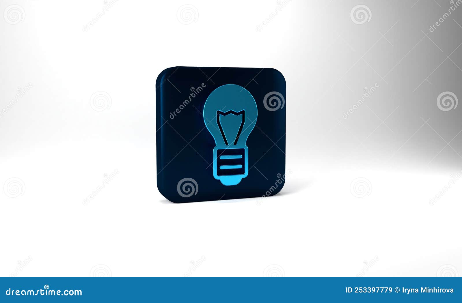Blue Creative Lamp Light Idea Icon Isolated on Grey Background. Concept ...