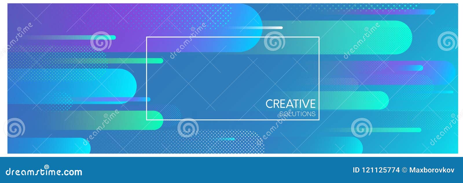 Blue Creative Solutions Banner with Geometric Pattern. Stock Vector ...