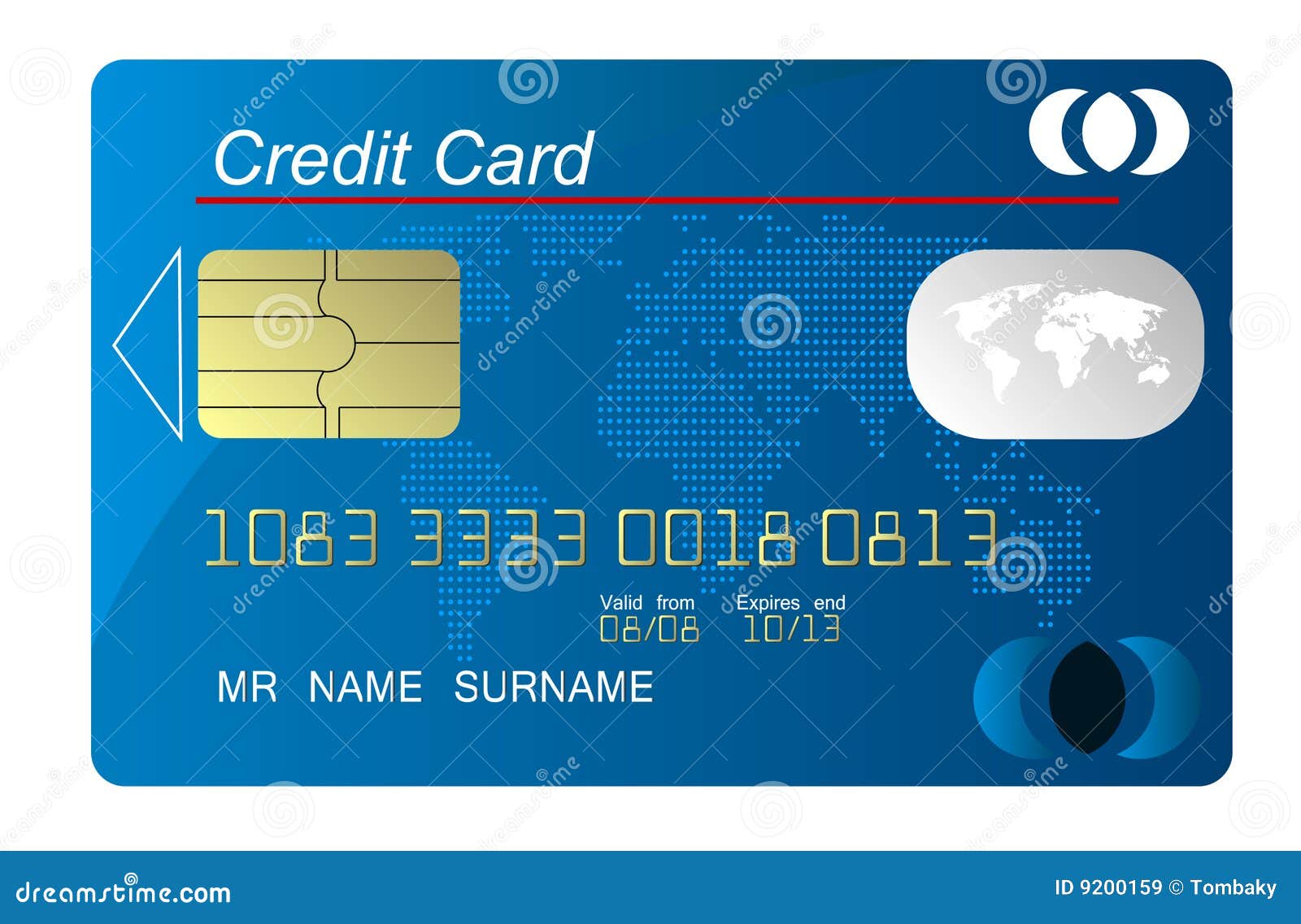 Blue credit card stock vector. Illustration of hologram - 9200159