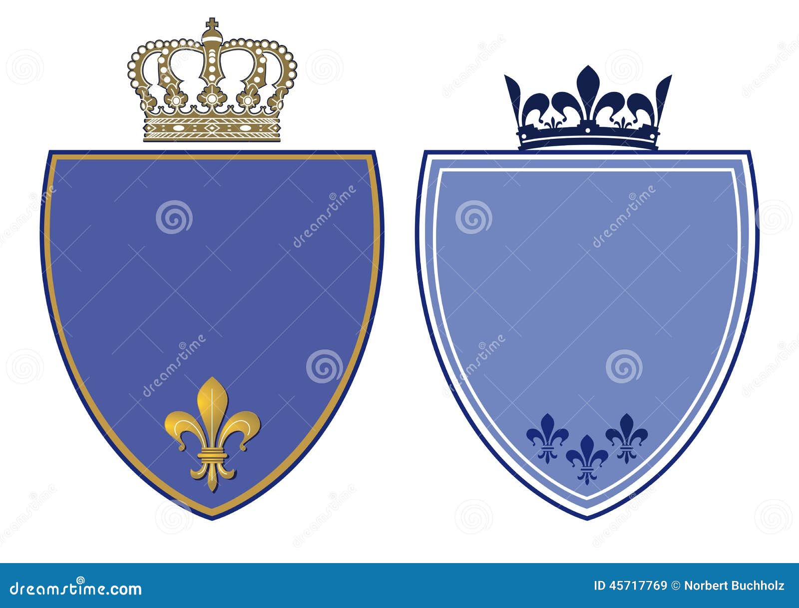 Blue Crests with Royal Crowns Stock Vector - Illustration of coat ...