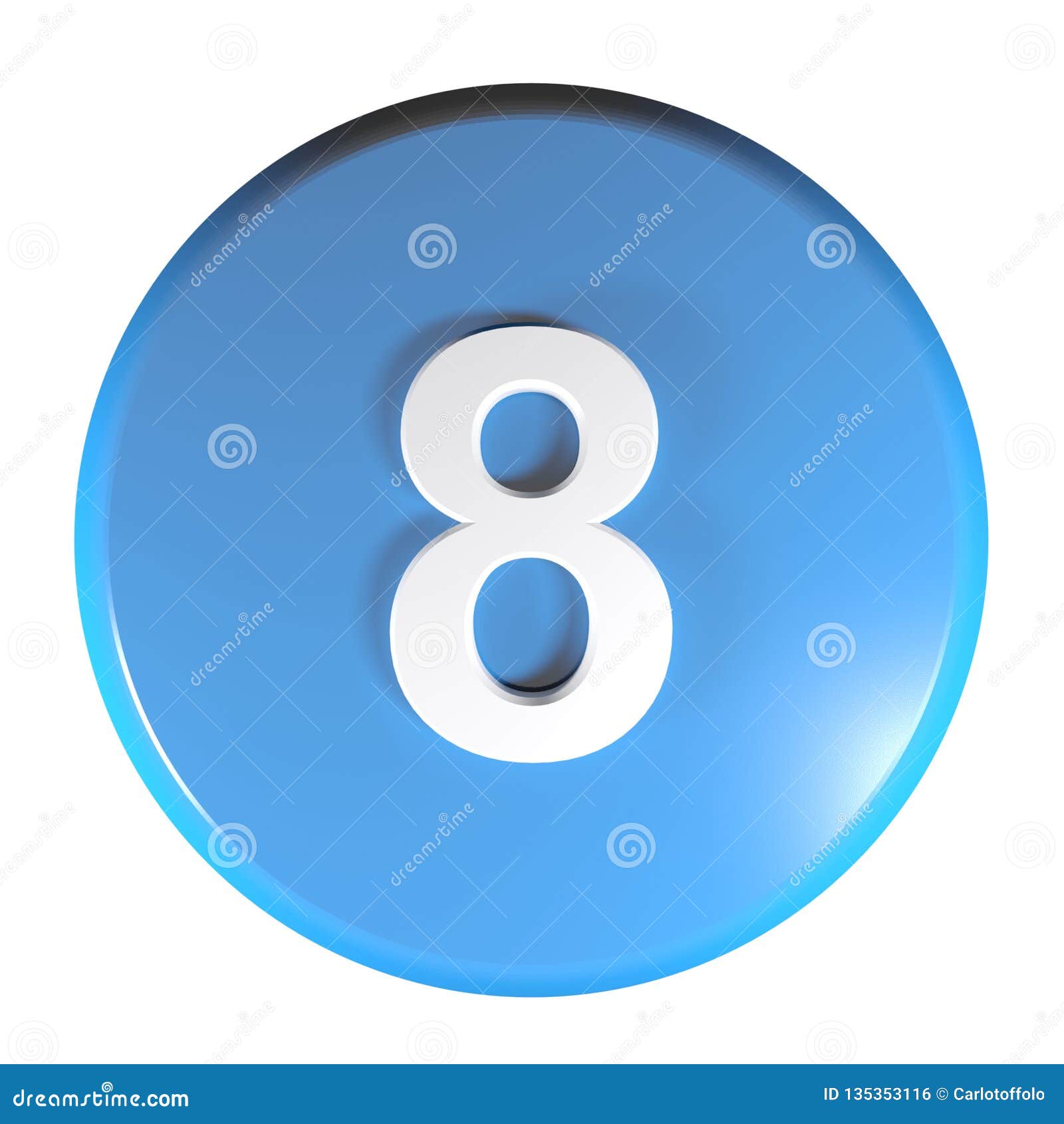 Number 8 Blue Circle Push Button 3d Rendering Illustration Stock Illustration Illustration