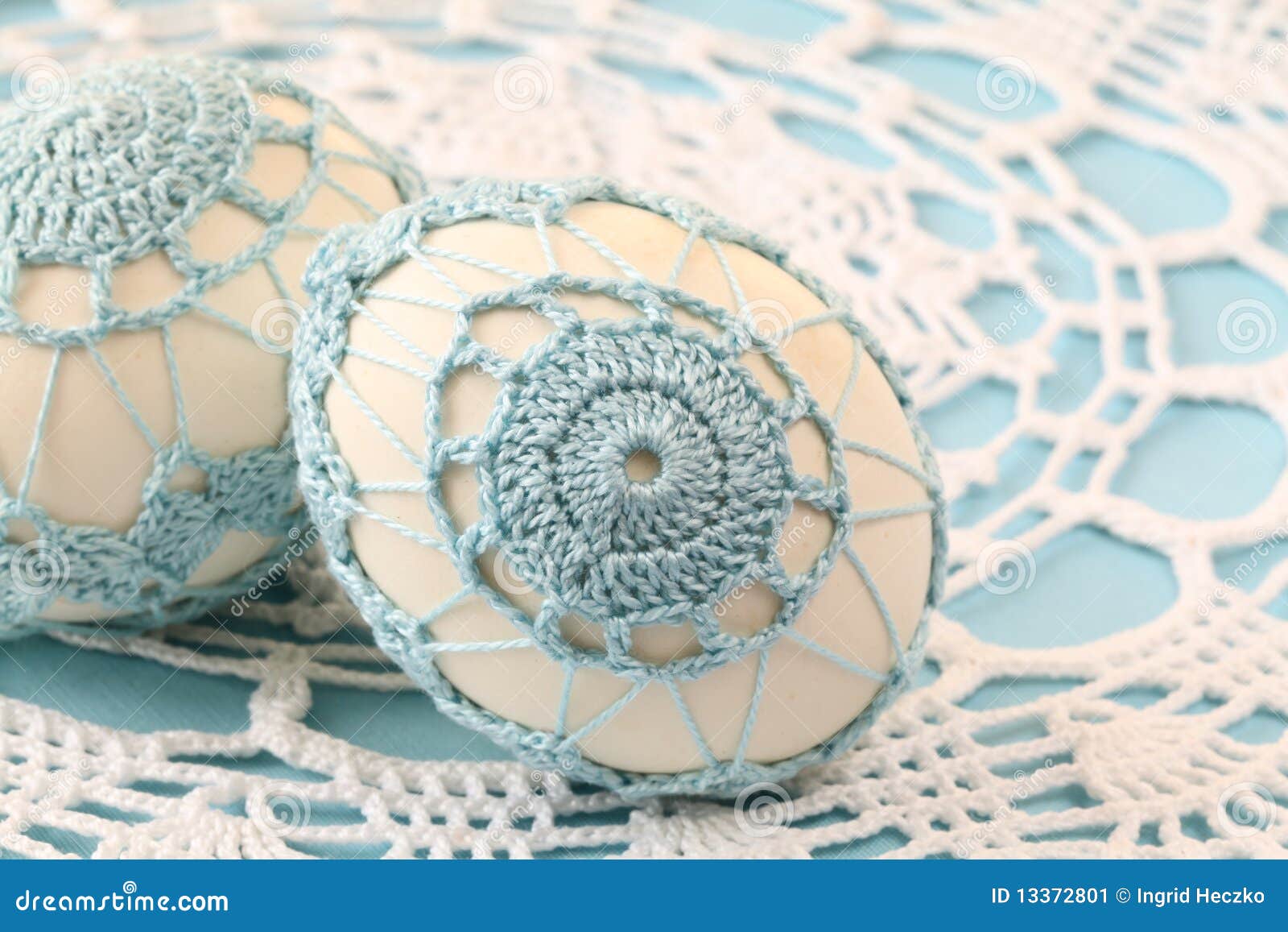 Blue crochet Easter eggs stock image. Image of handmade - 13372801