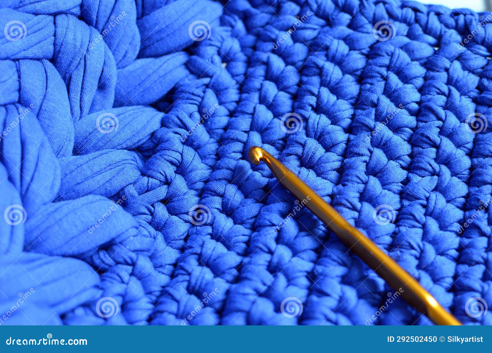Blue Crocheted Pattern with a Crochet Hook, Hobby Inspiration ...