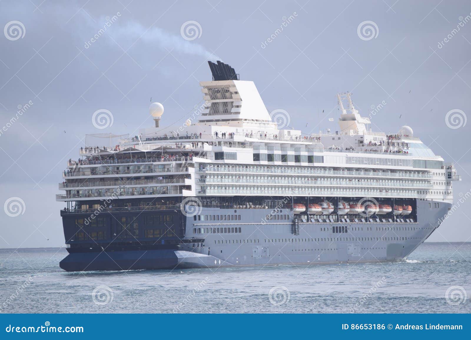 Blue Cruise Liner in Full Speed on the Ocean Stock Photo - Image of ...