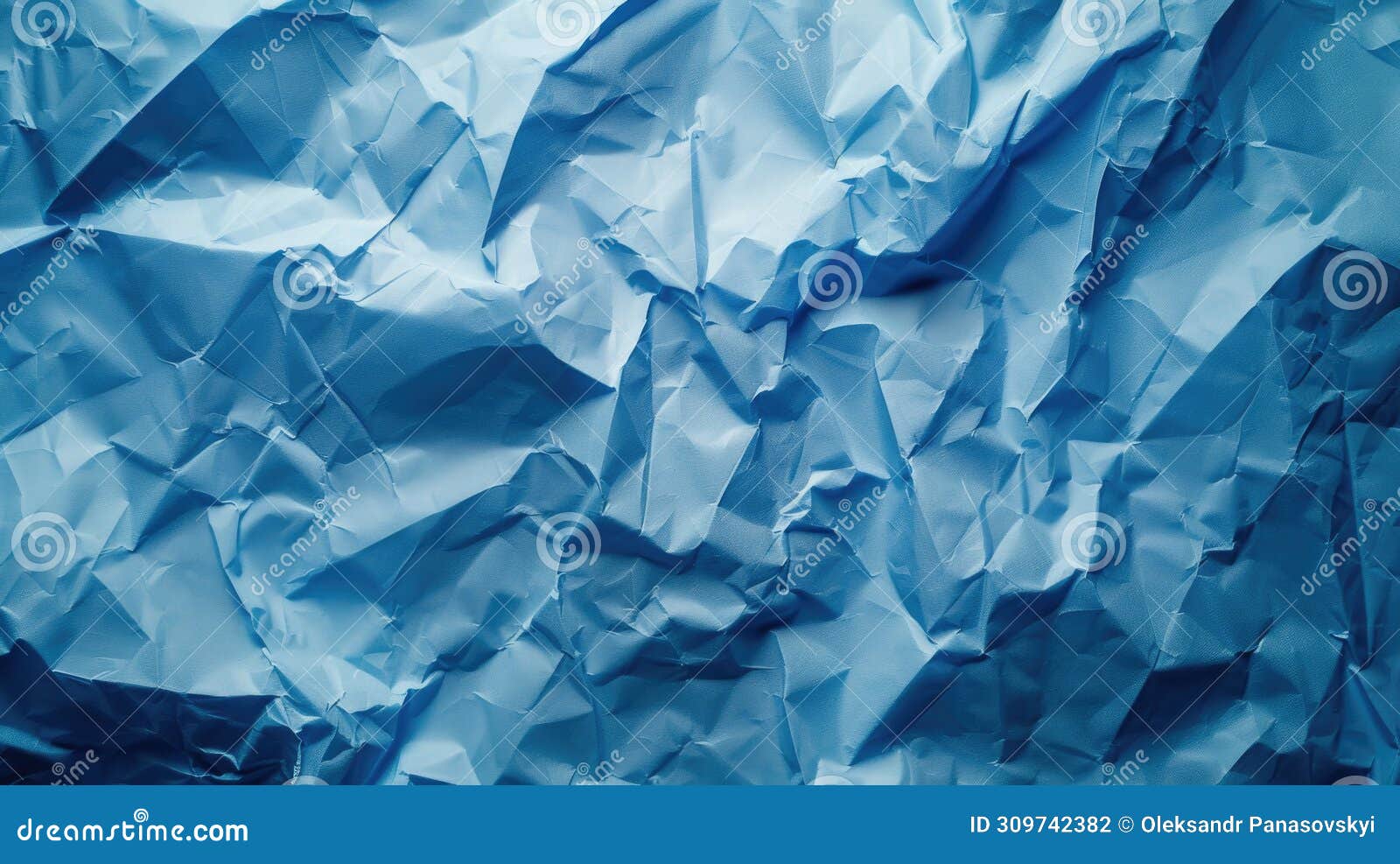 Blue Crumpled Paper Background Texture. Close Up View. Stock ...