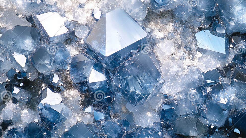 Blue Crystal Cluster Aggregate Formation Closeup Stock Illustration ...