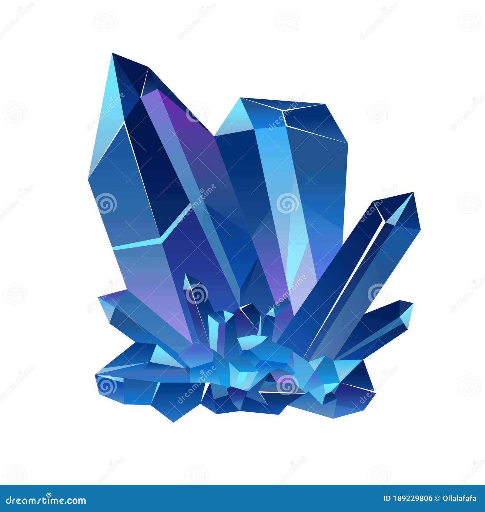 Blue Crystal Cluster Cartoon Vector Style Stock Vector - Illustration ...