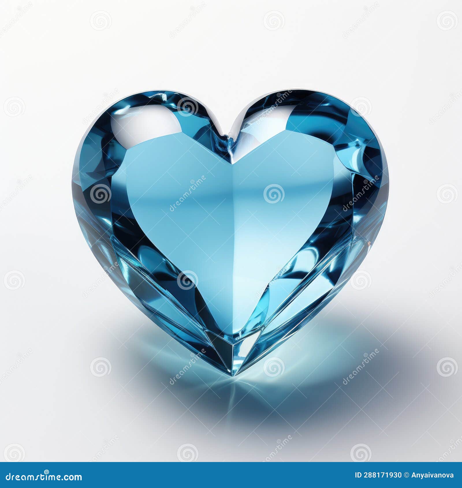 A Blue Crystal Heart on a White Background. Stock Illustration ...