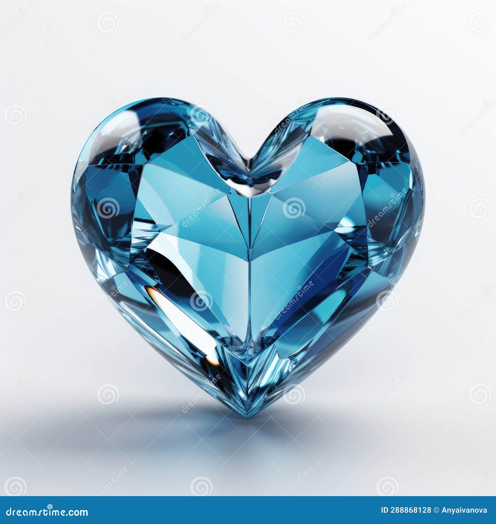A Blue Crystal Heart on a White Background. Stock Photo - Image of ...
