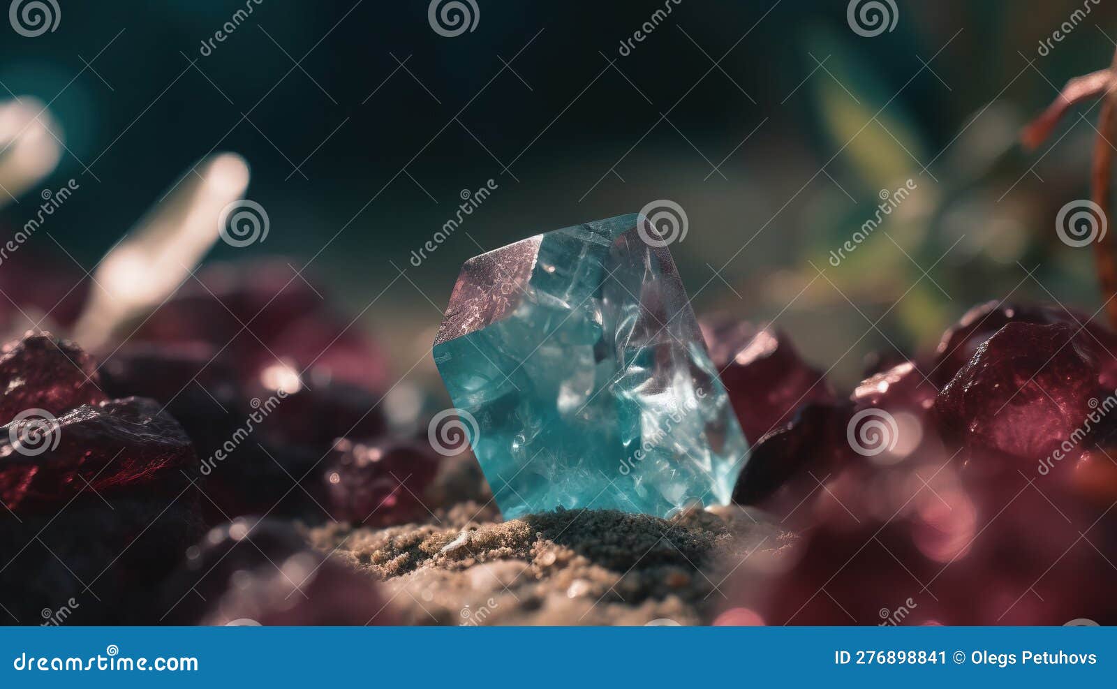A Blue Crystal Sitting on Top of a Pile of Rocks Stock Illustration ...