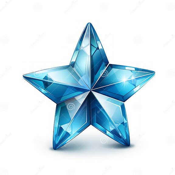 A Blue Crystal Star on a White Background Stock Illustration ...