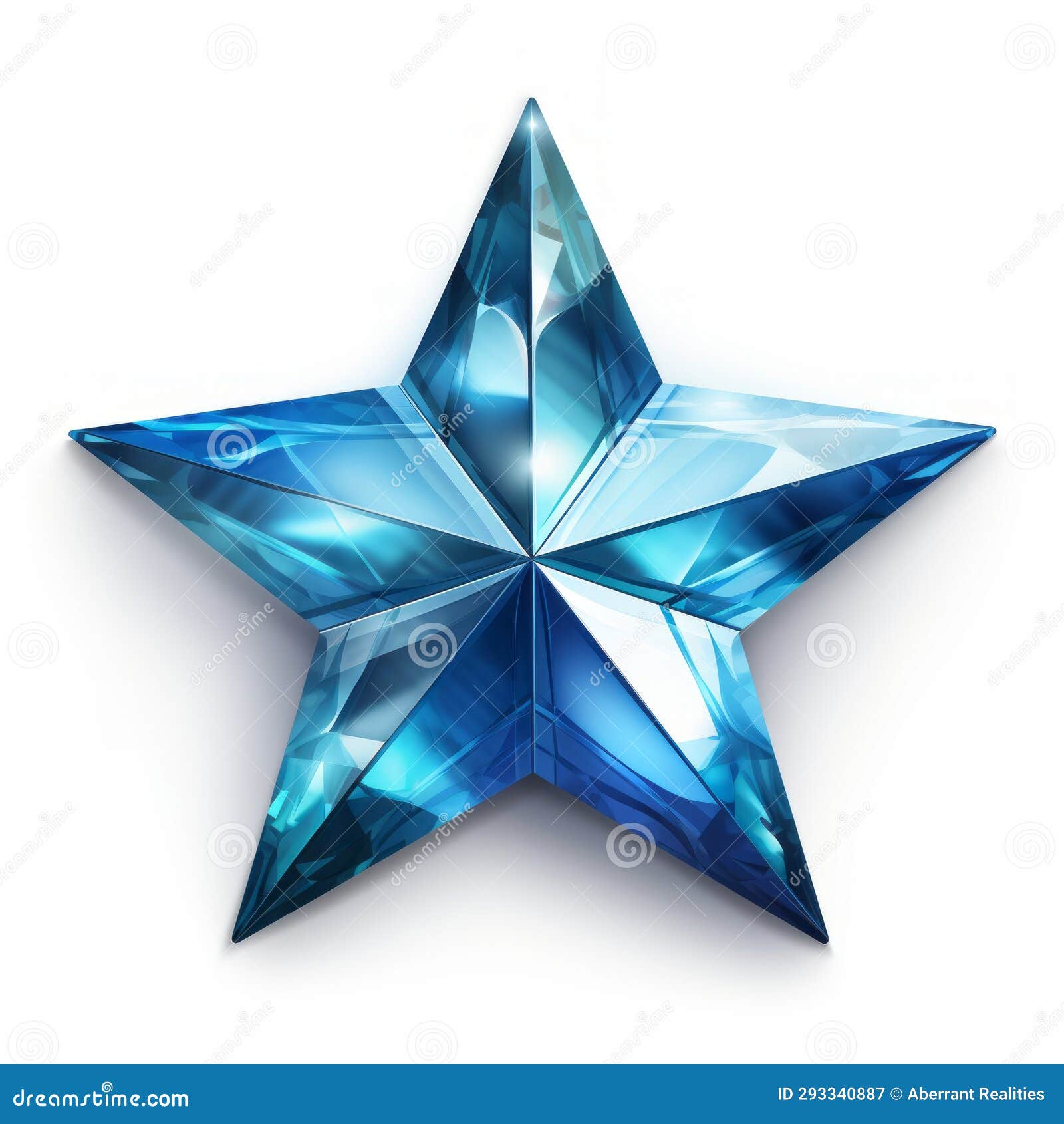 A Blue Crystal Star on a White Background Stock Illustration ...