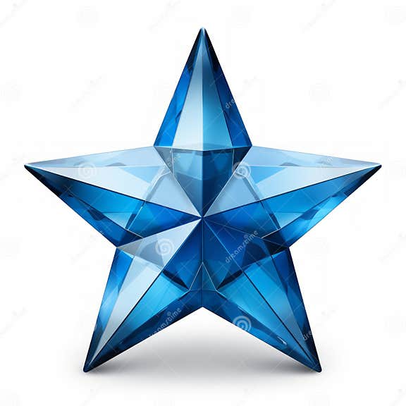 A Blue Crystal Star on a White Background Stock Illustration ...