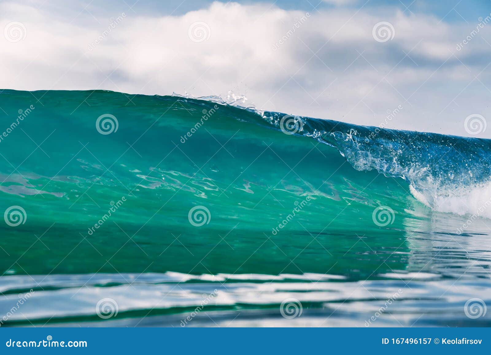 Blue Crystal Wave in Ocean. Breaking Wave and Sun Light Stock Image ...
