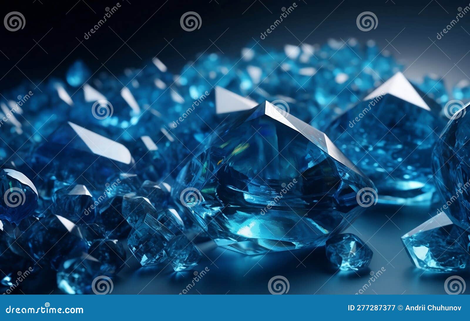 Blue Crystals, Generative AI Stock Illustration - Illustration of ...