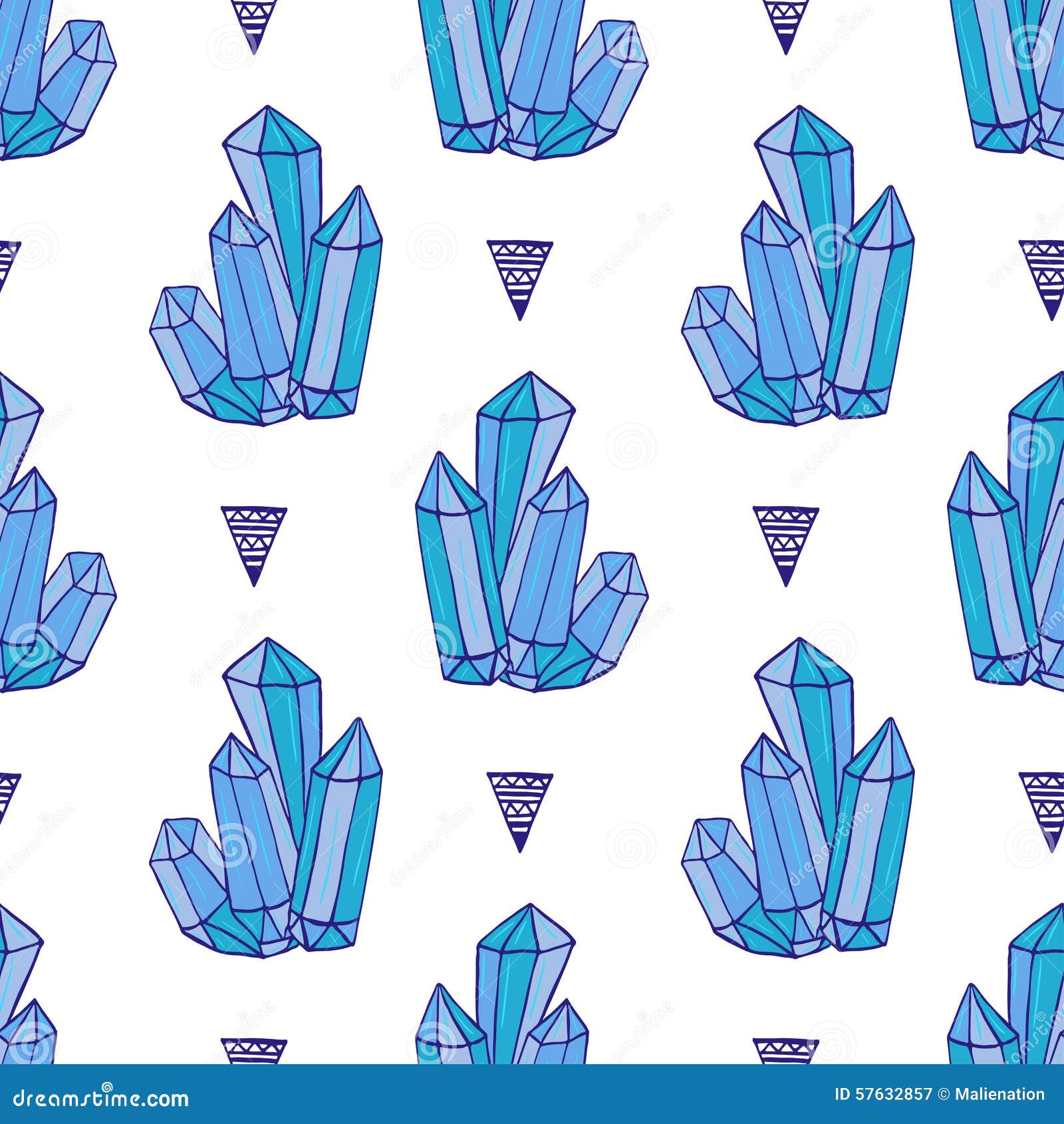 Blue Crystals Seamless Pattern. Minerals Rocks Stock Vector ...
