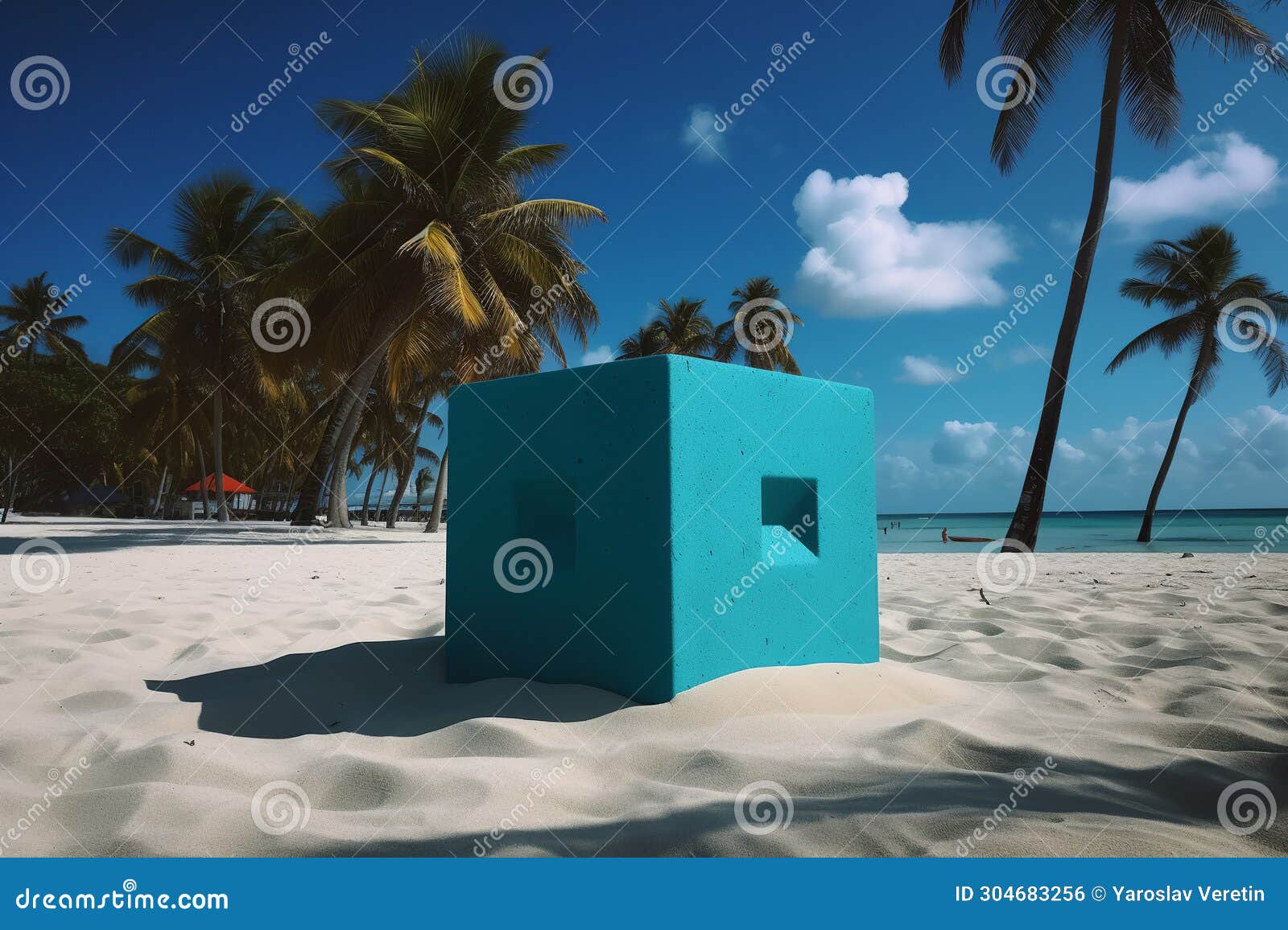 Blue Cube Form Changing House Next To the Beach Stock Photo - Image of wooden, summer: 304683256