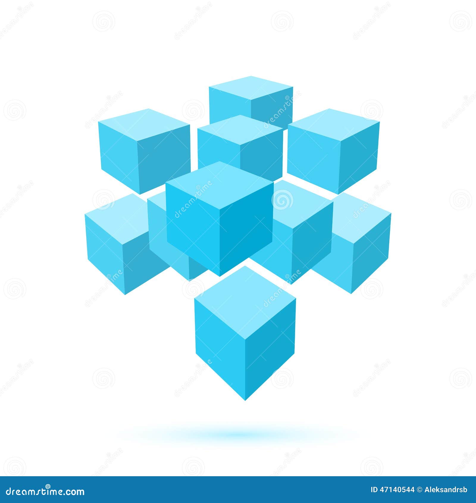 Blue Cube Icon. Logo Template Stock Vector - Illustration of geometric ...