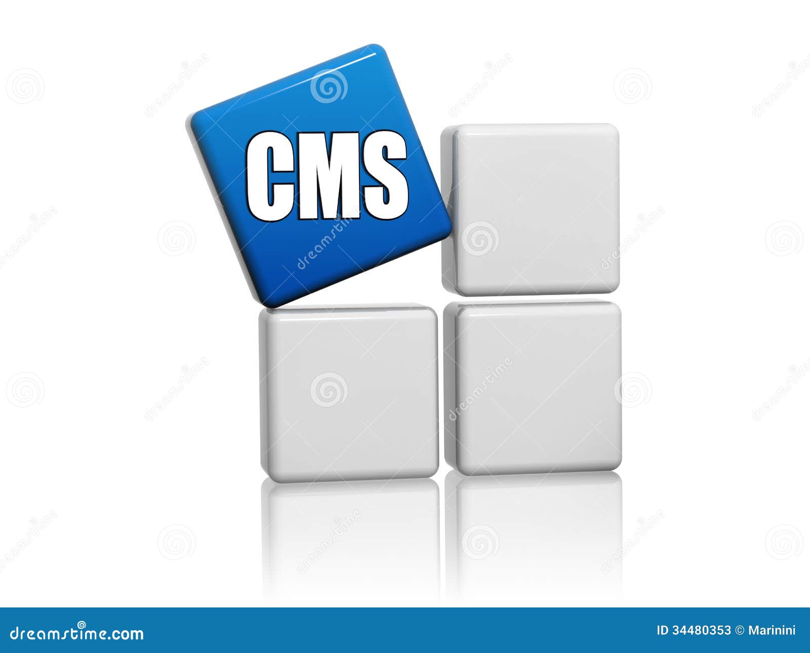 Blue Cube with Letters CMS on Boxes Stock Illustration - Illustration ...