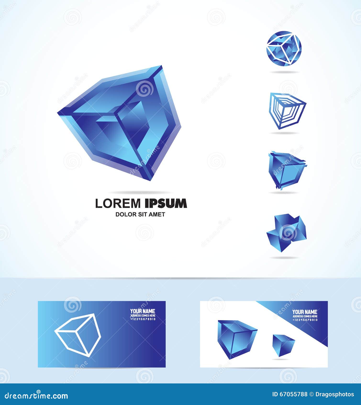 Blue cube logo icon set stock vector. Illustration of corporate - 67055788