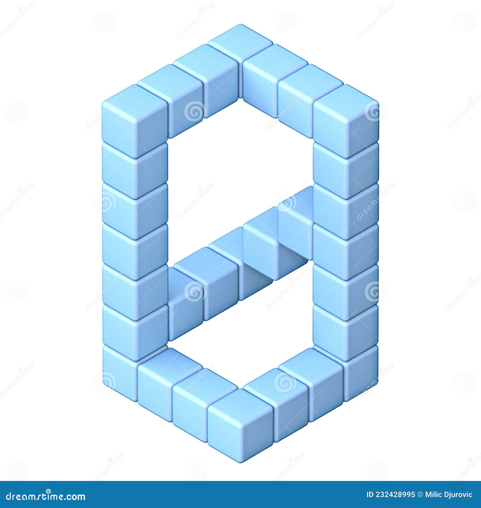 Blue Cube Orthographic Font Number 0 ZERO 3D Stock Illustration ...
