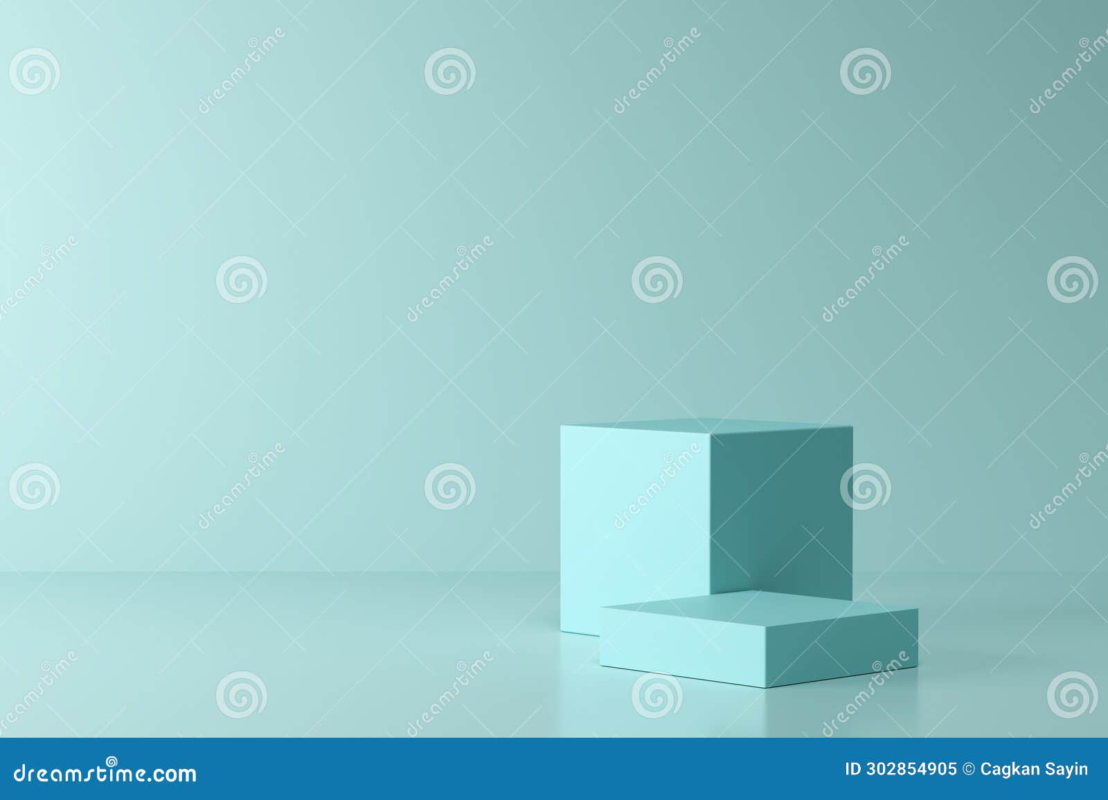 Blue Cube Shaped Podiums or Pedestals on Blue Background Stock ...