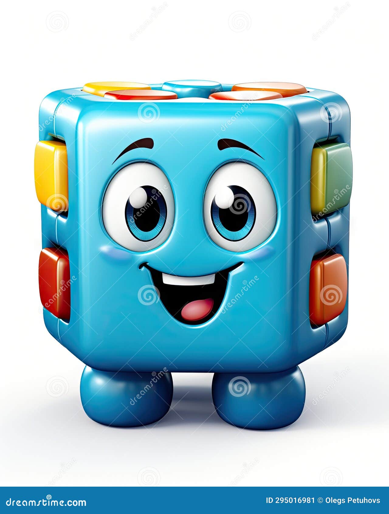 A Blue Cube with a Smiling Face and Two Orange Eyes. Generative Ai ...